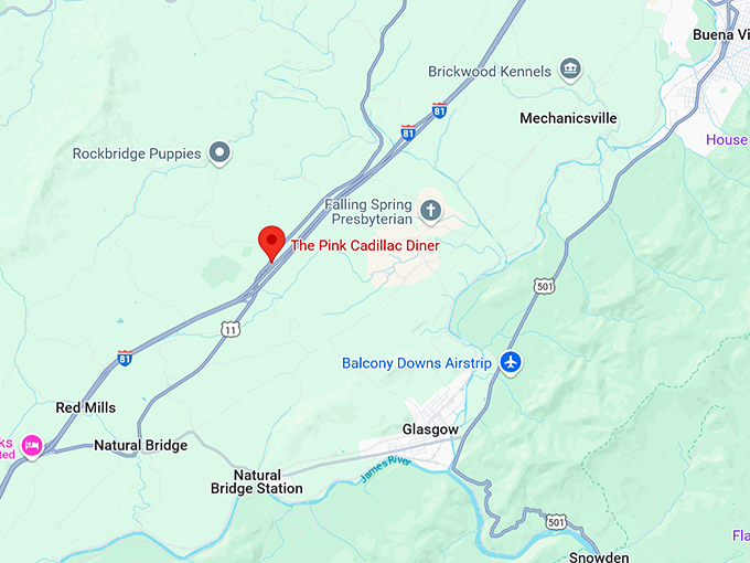 16. pink cadillac diner map