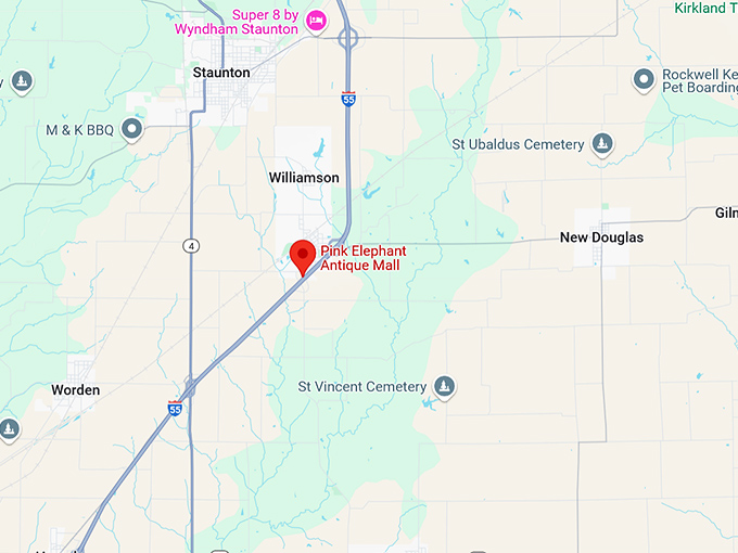 16. pink elephant antique mall map