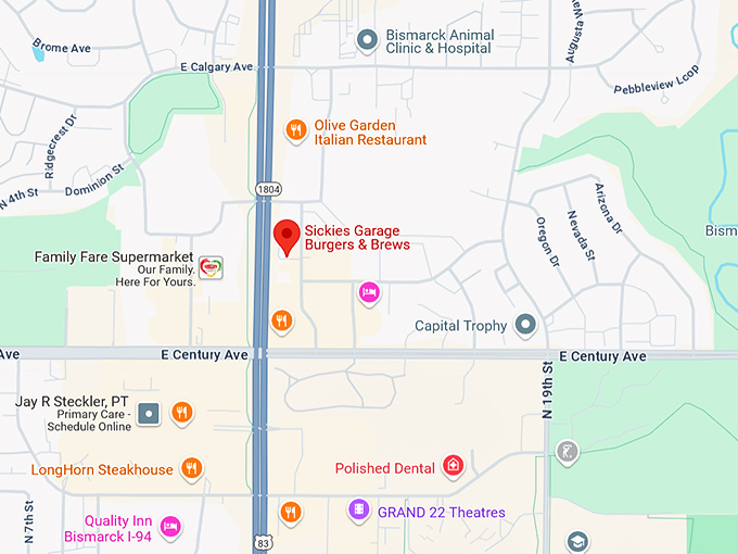 16. sickies garage burgers & brews map