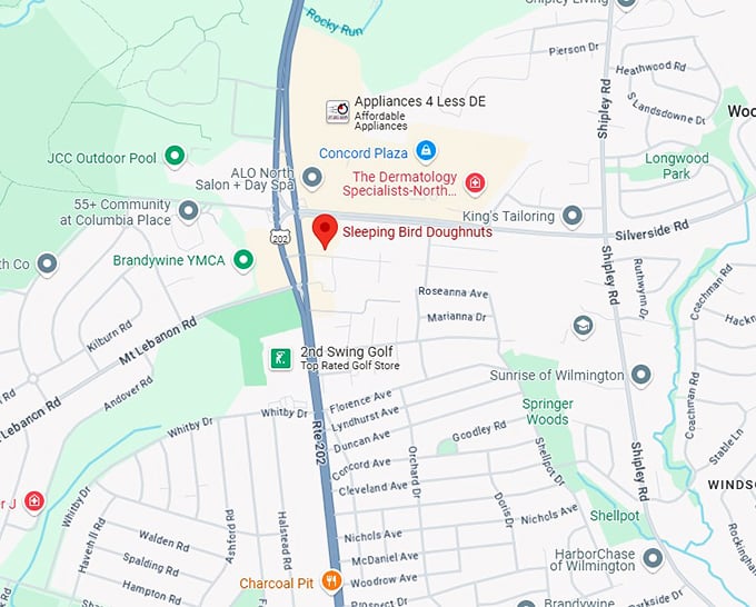 16. sleeping bird doughnuts map