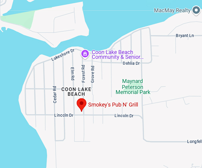 16. smokey's pub n' grill map