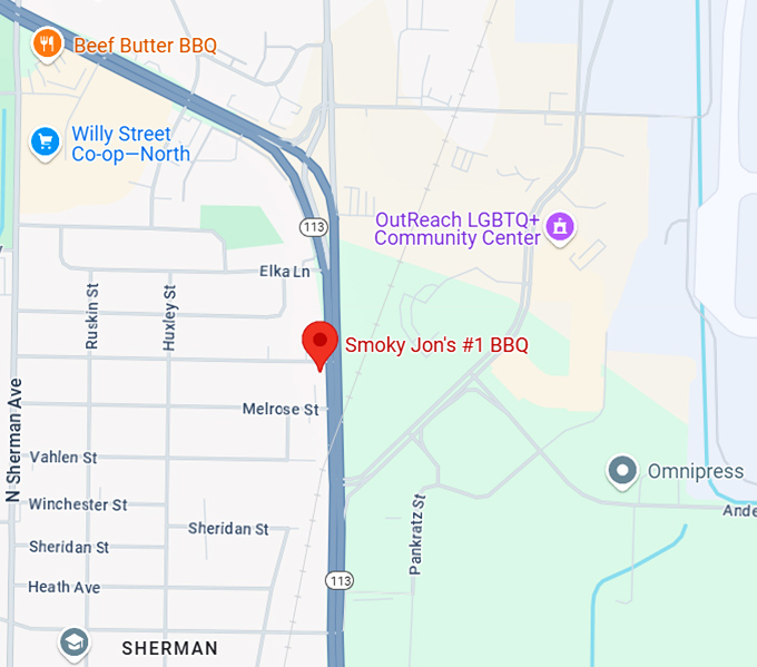 16. smoky jon's #1 bbq map