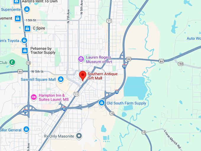 16. southern antique gift mall map