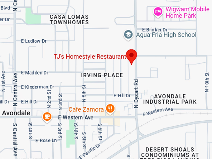 16. tj's homestyle restaurant map