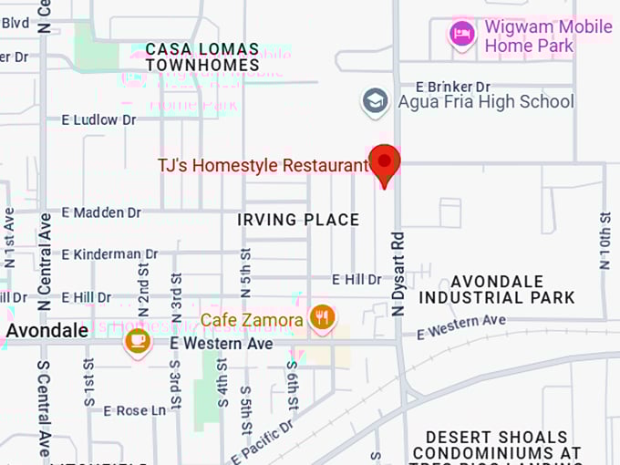16. tj's homestyle restaurant map
