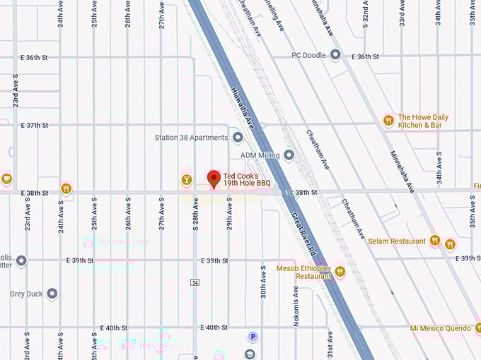 16. ted cook's 19th hole bbq map