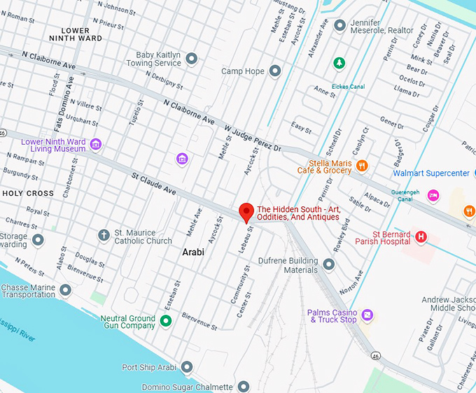 16. the hidden south art, oddities, and antiques map