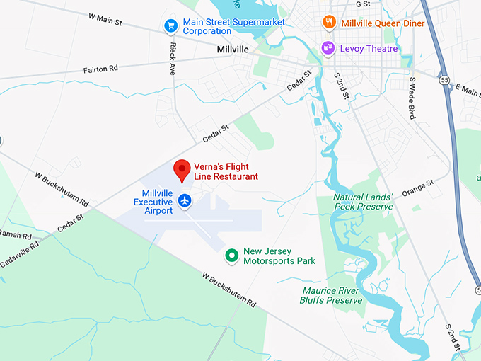 16. verna's flight line restaurant map