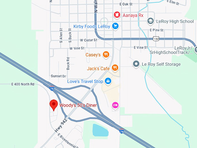 16. woody's 50's diner map