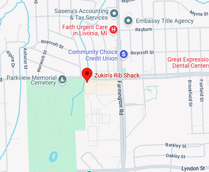 16. zukin's rib shack map