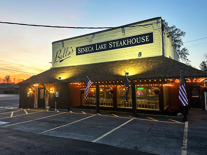 Bella's by twilight: Where steaks sizzle and sunsets dazzle. A lakeside feast for the senses awaits!