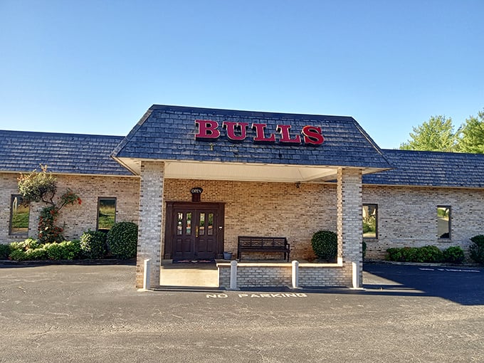 Bulls Steakhouse: Where the steaks are so good, even the sign is blushing red with pride. A carnivore's paradise awaits!