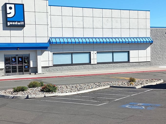 Glassware galore! This aisle at Goodwill is like a crystal-clear trip through time. Cheers to finding your next favorite drinking vessel!
