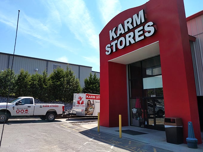 KARM Stores: Where bargain hunting meets superhero work! This red-arched wonderland is like a thrift store on steroids, saving both wallets and lives.