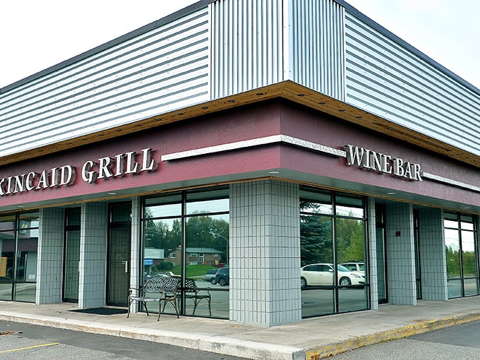 Kincaid Grill: Where fine dining meets strip mall chic. This unassuming exterior hides a seafood sanctuary that'll make your taste buds do a happy dance.