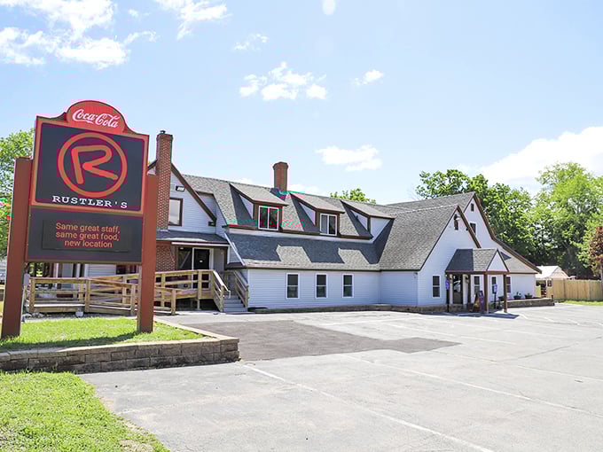 Rustler's: Where the Wild West meets Down East. This charming steakhouse looks ready to lasso your taste buds with its no-frills charm.