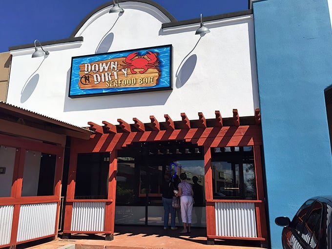 "Blue exterior, red-hot flavors inside. This seafood boil spot is the ocean's gift to the desert."
