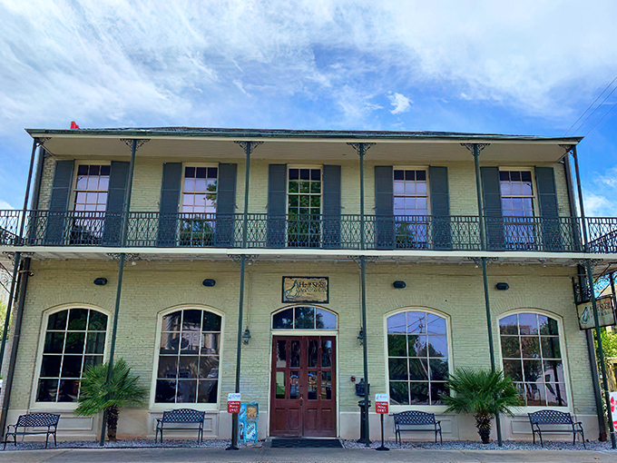 Balconies and bivalves: Half Shell's exterior is as inviting as a Southern belle's smile, hinting at the oyster paradise within.