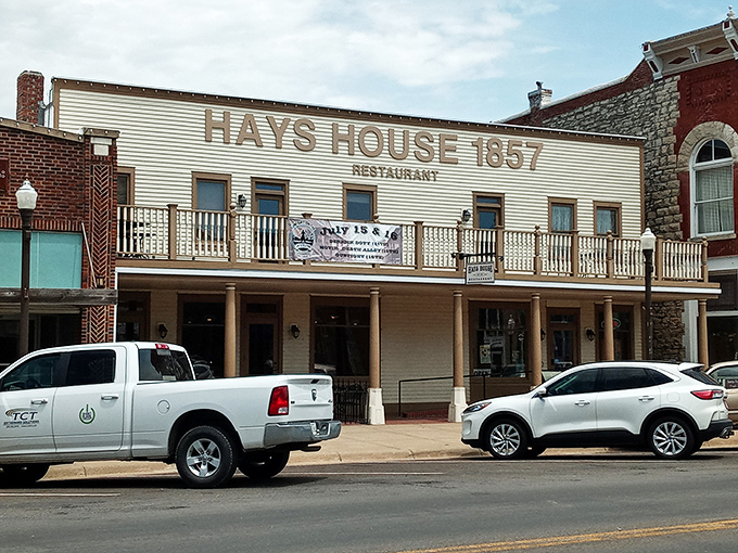 Frontier flavor meets modern appetite. Hays House 1857's rustic charm is the perfect backdrop for a mouthwatering meal.