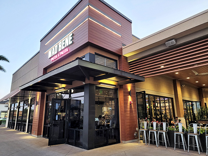 Mama mia! Mad Bene's modern facade hides a pizza paradise inside. It's like finding a Gucci store in a tiki hut &ndash; unexpected, but oh so delightful!