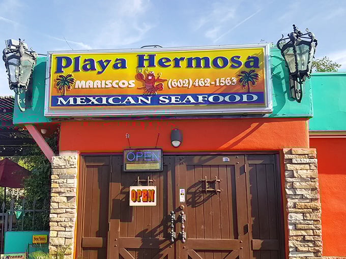 Step into Playa Hermosa and you're on vacation! The wrought-iron details and string lights set the stage for a seafood adventure.