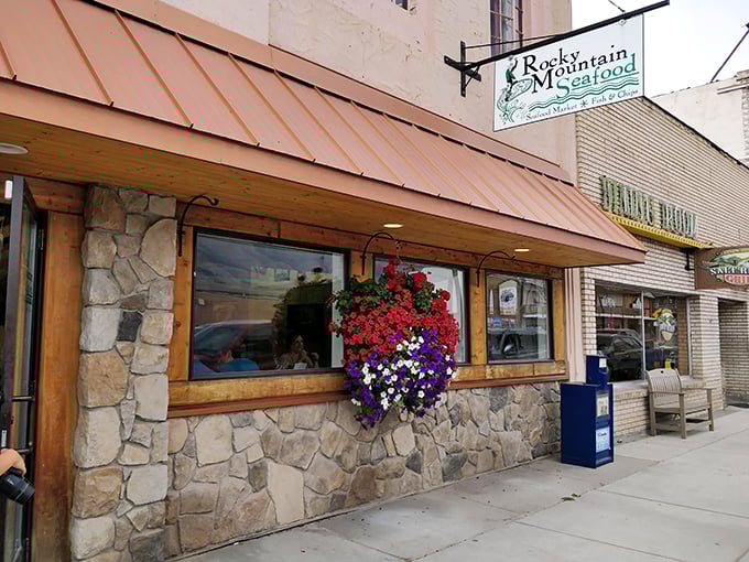 Flower power meets fish power! Rocky Mountain Seafood's vibrant blooms welcome seafood lovers to their unlikely alpine oasis.