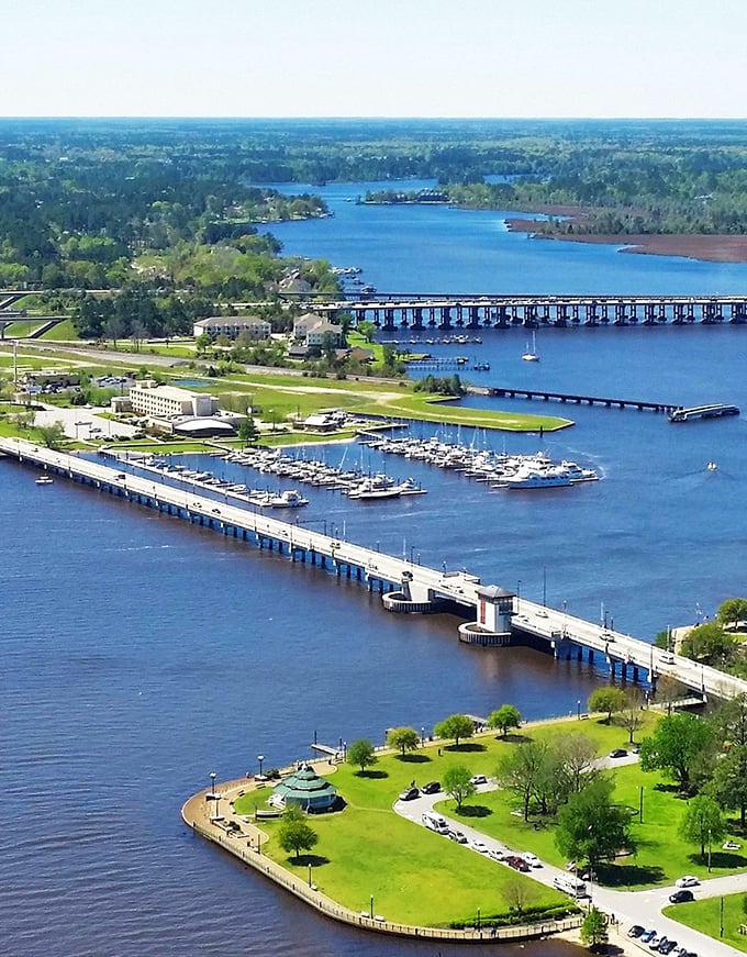 A bird's-eye view that'll make your heart soar! New Bern's waterfront is where Southern hospitality meets maritime magic.
