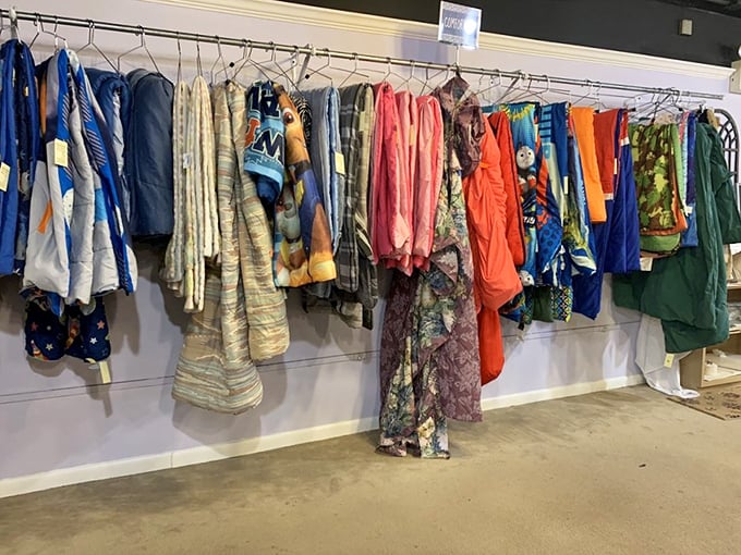 A rainbow of possibilities! These racks are like a fashion time machine, ready to transport you to any decade you fancy.