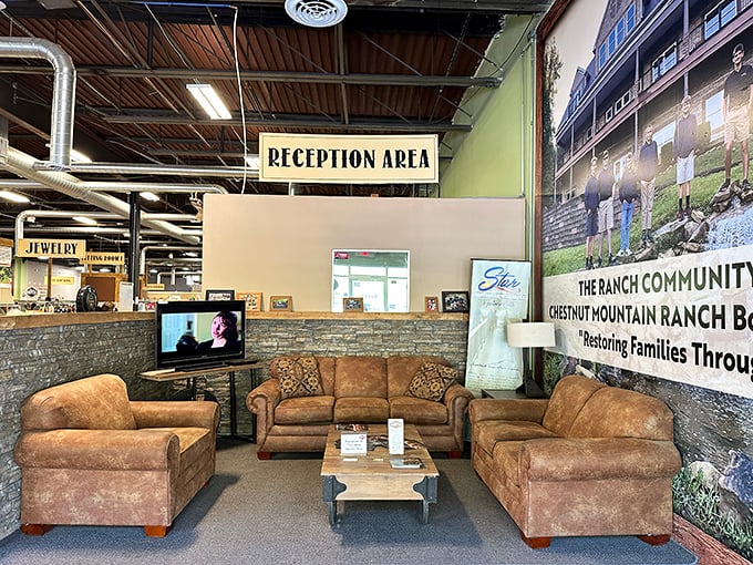 Step into a time warp at the reception area. Those comfy couches have probably heard more gossip than a 1970s hair salon.