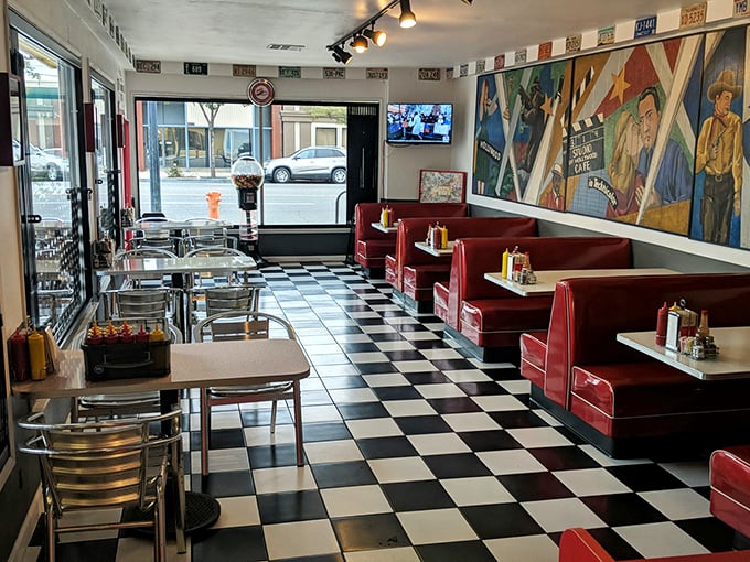 Step into a time machine! This retro interior is where 1950s charm meets modern-day hunger pangs.