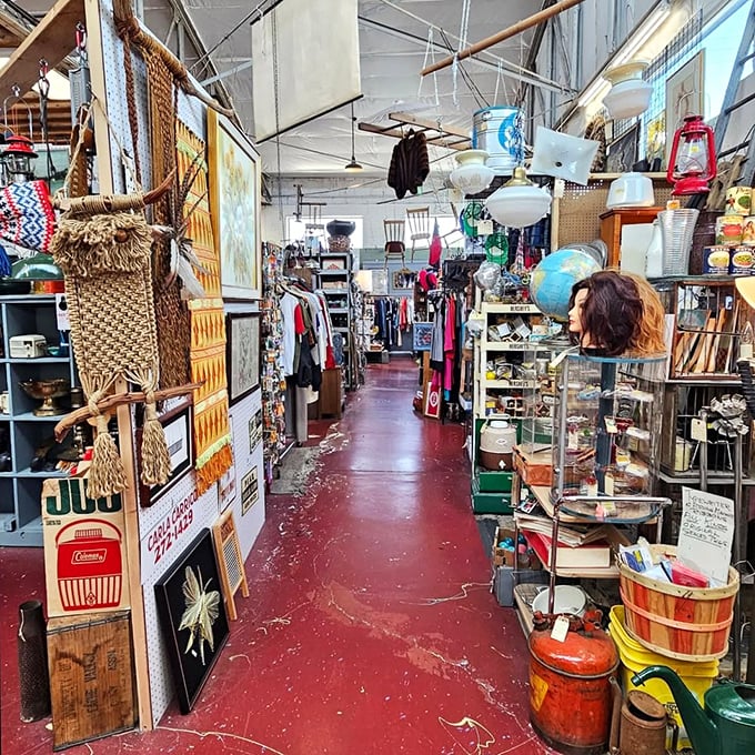 Step into a kaleidoscope of memories. This aisle is like grandma's attic, if grandma collected everything from globes to go-go boots.