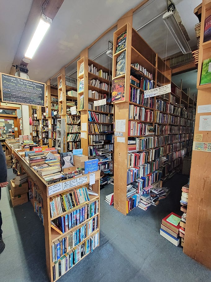 Bibliophile heaven or book hoarder's dream? Either way, these shelves are stacked higher than a Jenga tower on steroids.
