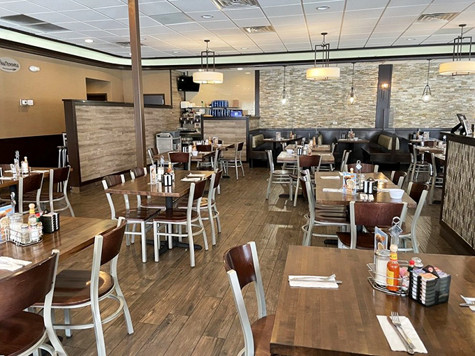 Step into a cozy time capsule where comfort meets culinary delight. This inviting interior whispers, "Stay a while, and let's make some delicious memories."