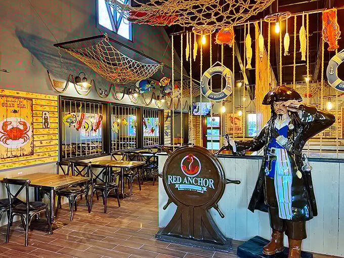 Step inside and you're suddenly transported to a whimsical maritime world. Is that a pirate keeping watch? Arrr you ready for some grub?