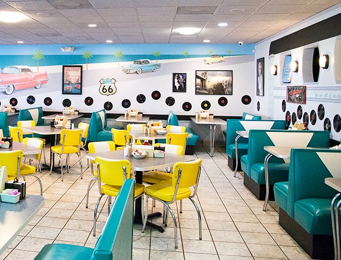 Step into a Technicolor breakfast wonderland! It's as if the 1950s and your taste buds threw a party, and everyone's invited.