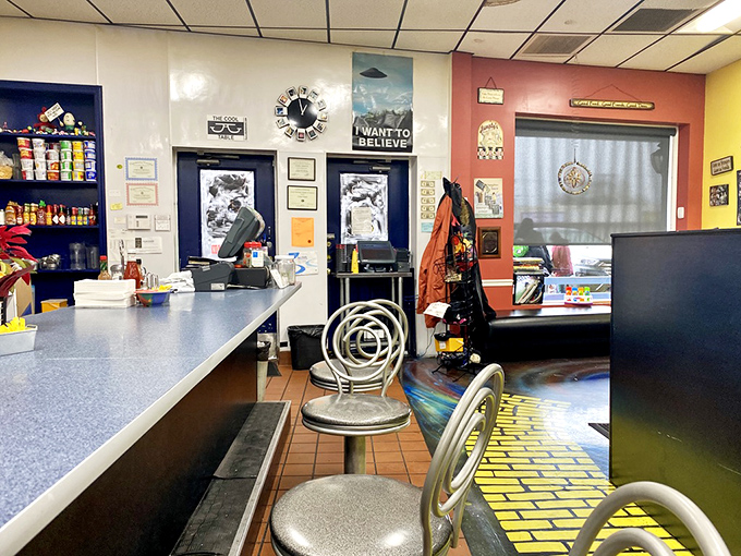 Step into a diner where sci-fi meets comfort food. It's like the Millennium Falcon crash-landed into a cozy kitchen.