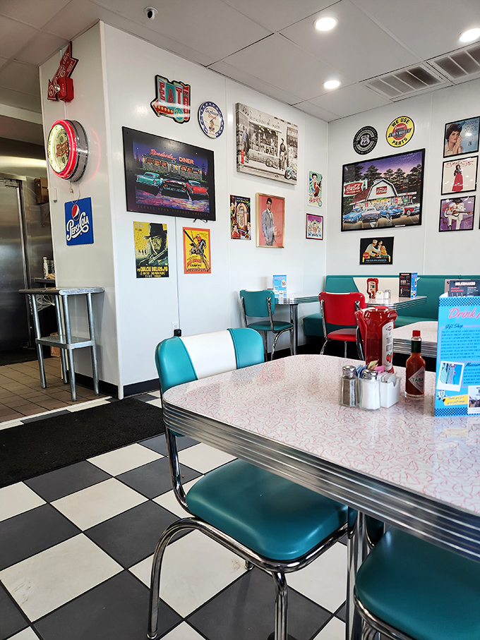 Walls that talk! Every inch tells a story of bygone days, from classic cars to silver screen sirens.