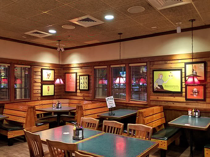 Step into a world where wood paneling meets whimsy. Smokey Bones' interior is like a cozy cabin that decided to throw a barbecue party &ndash; and you're invited!