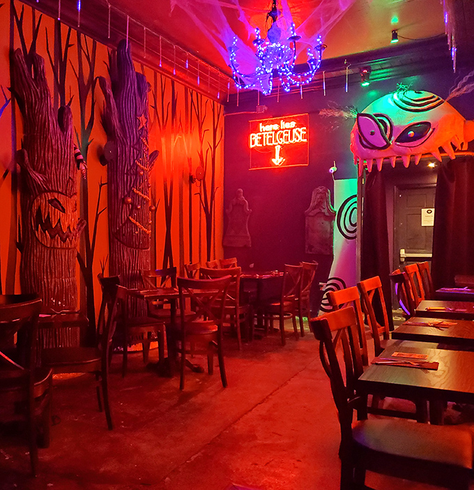 Beetlejuice, Beetlejuice&hellip; wait, don't say it again! The interior of Beetle House LA is a feast for the eyes, with every nook dripping in delightfully spooky ambiance.