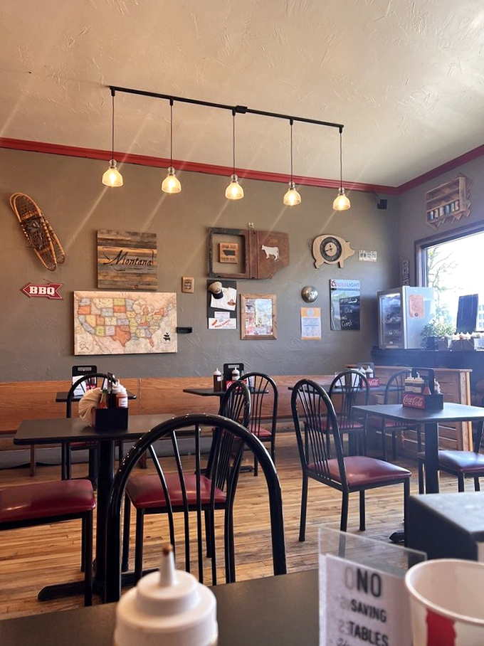Step inside and feel the warmth of Montana hospitality. The decor screams "come as you are," but the food whispers "stay for seconds."