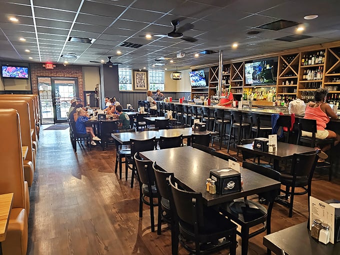 Step into pizza nirvana! This cozy interior is where dough dreams come true and diet plans go to die.