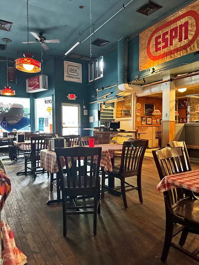 Step into a time capsule of deliciousness. Big Ed's interior is a nostalgic wonderland where every checkered tablecloth tells a story.