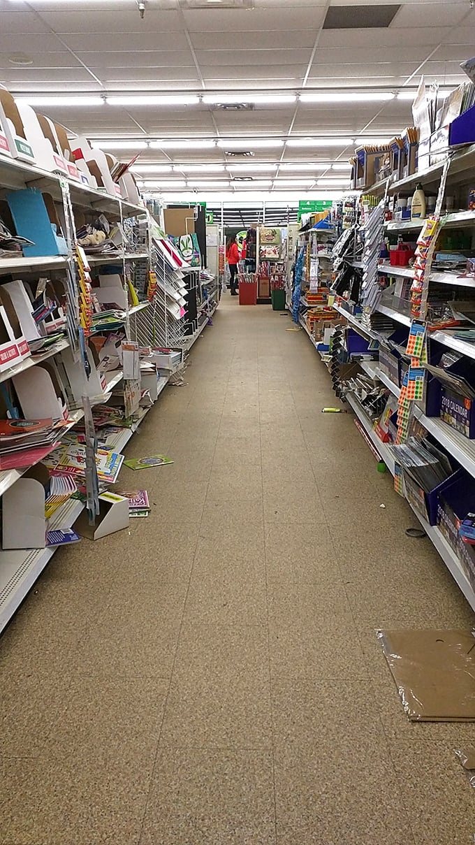 Aisles of possibility stretch before you, a labyrinth of low-cost luxuries. It's like a game show where everything's a prize, and you're always the winner!