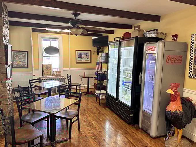 Step into a Norman Rockwell painting come to life! Lettie's cozy interior, complete with rooster decor, sets the stage for a feast that'll have you crowing with delight.