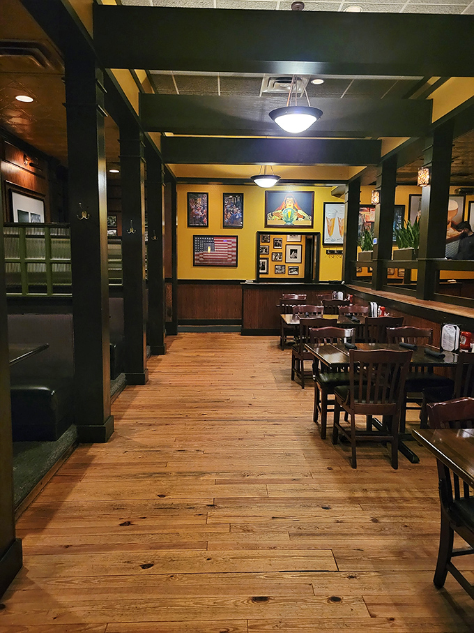 Yellow walls and wooden beams create the perfect backdrop for both first dates and "I-can't-cook-tonight" emergencies.