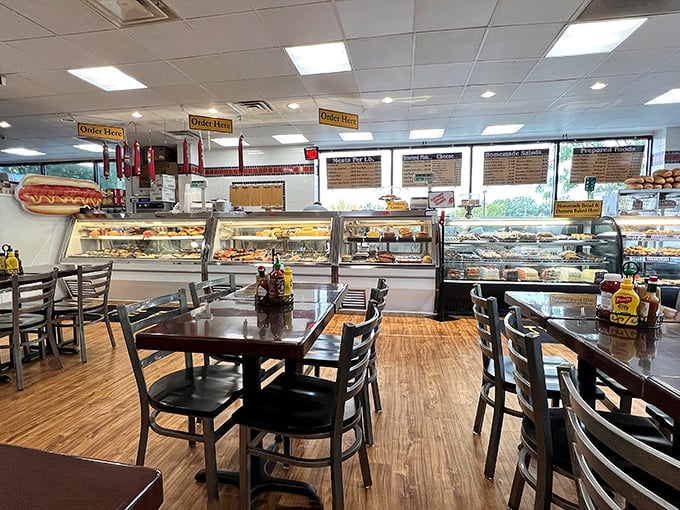 Step into a time machine of taste! This no-frills interior promises a journey back to the golden age of Jewish delis.