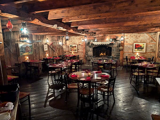 Step into a time machine disguised as a dining room. This rustic interior whispers tales of countless memorable meals.