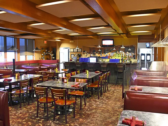 Step into a time machine of taste! This cozy interior promises comfort food that'll transport you back to the good old days.