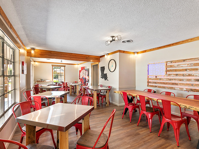 Step inside and feel the warmth – both from the smoker and the friendly atmosphere. It's like your favorite uncle's cabin, but with better food!