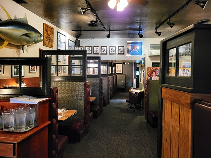 Step into a time capsule of cozy charm. This isn't just a restaurant; it's a living museum of Alaskan dining history, complete with mood lighting and mounted fish tales.